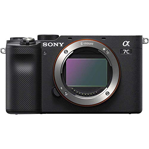 Sony Alpha a7C Mirrorless Digital Camera (Body Only, Black) (ILCE7C/B) + 64GB Card + 2 x NP-FZ-100 Battery + Corel Photo Software + Case + External Charger + Card Reader + LED Light + More (Renewed)
