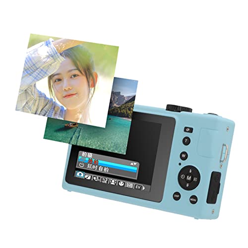 Digital Camera, Full HD 1080P 24MP Vlogging Camera with 16X Digital Zoom, 3in LCD Screen, Rechargeable Battery, Anti Shake Compact Camera for Adults, Kids, Student, Teens, Beginner (Blue)