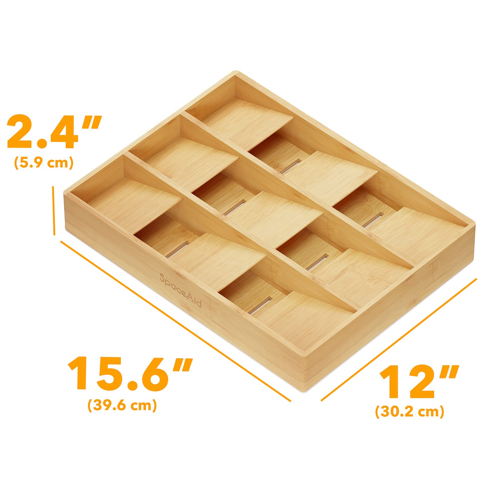 SpaceAid Bamboo Silverware Drawer Organizer with Labels, Kitchen Utensil Tray Holder Organizer for Flatware, Cutlery, Spoon and Knives Drawer Storage Organization (Natural, 9 Slots)