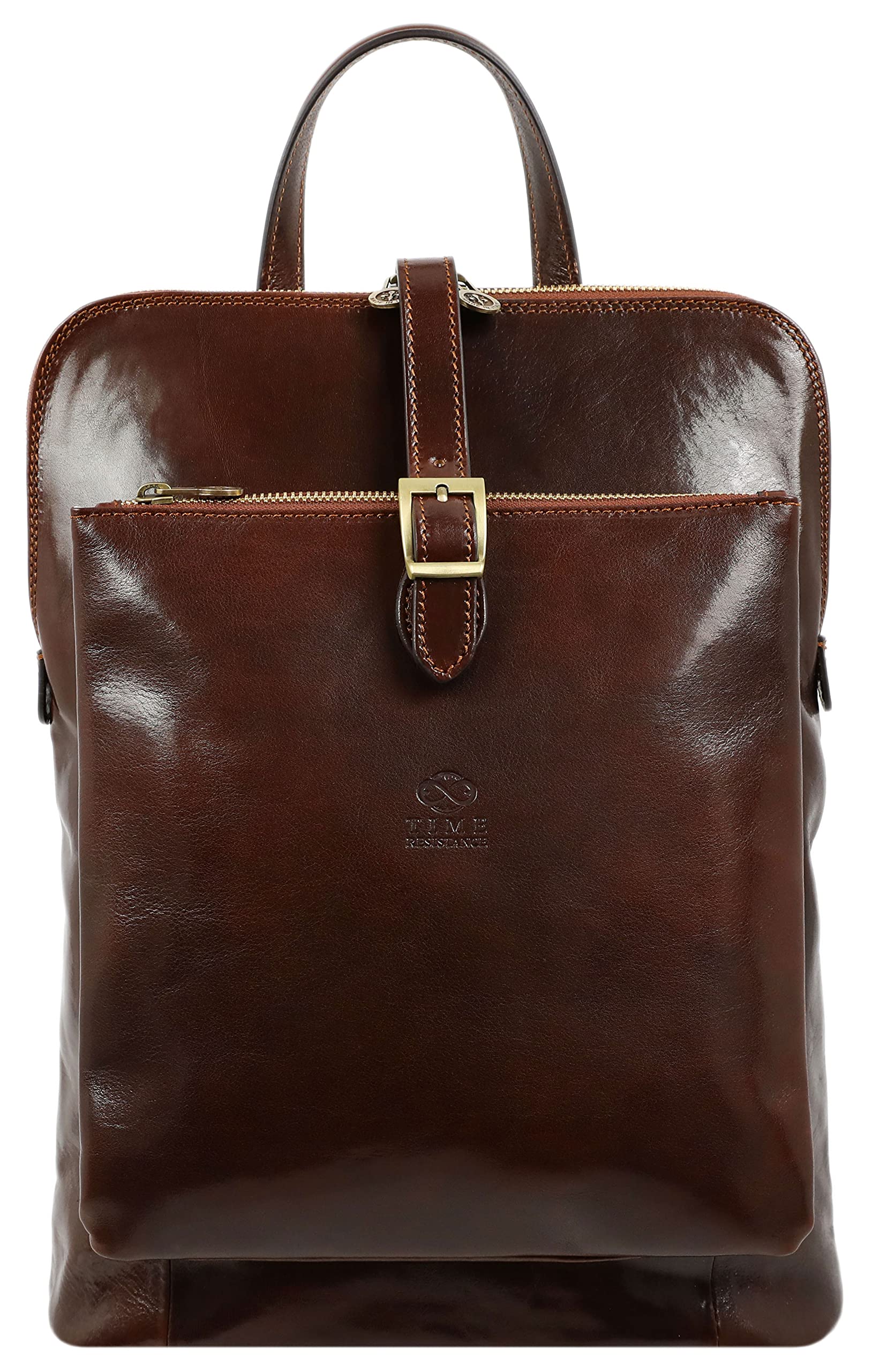 Time Resistance Leather Backpack Convertible to Shoulder Bag Full Grain Real Leather Travel Satchel Rucksack