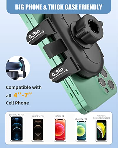 Phone Mount for Car, Large Rear Mirrors Friendly, Rear View Mirror Phone Holder, Upgraded 4 Clip More Stable, 360° Rotatable and Retractable Car Phone Holder Fit All Mobiles & Fits Bigger Vehicle.