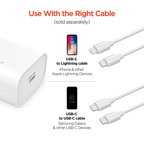 HyperGear 20W USB-C PD Wall Charger [ETL Certified] Compatible with iPhone 14/13/12/11/Pro/Pro Max, Galaxy S23/S22/S21 Note 20 5G & More [White] 15389