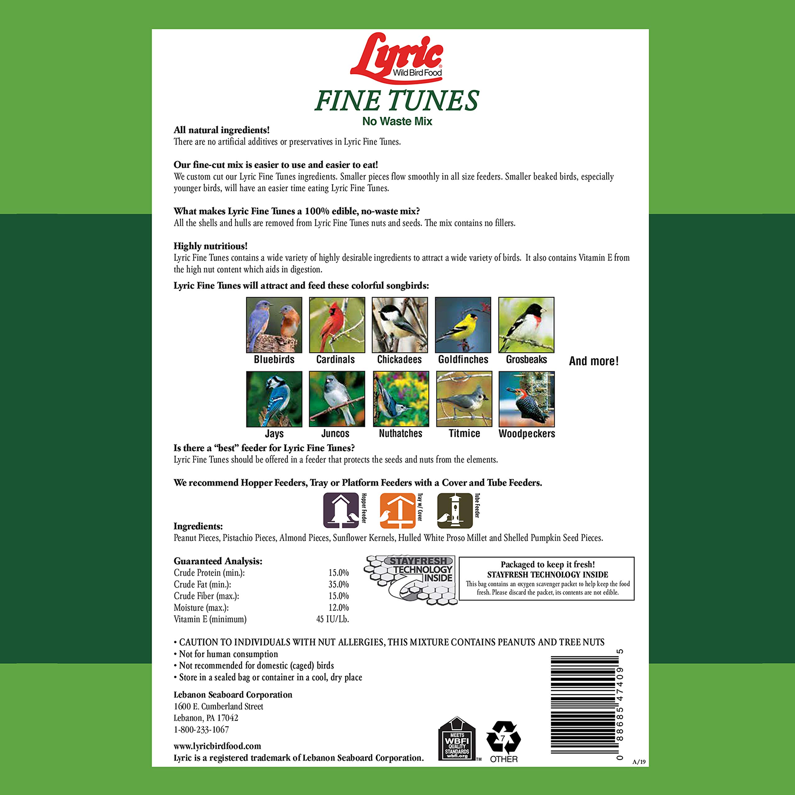 Lyric Fine Tunes Wild Bird Seed - No Waste Bird Food Mix - Attracts Bluebirds, Finches, Chickadees & More - 15 lb. Bag