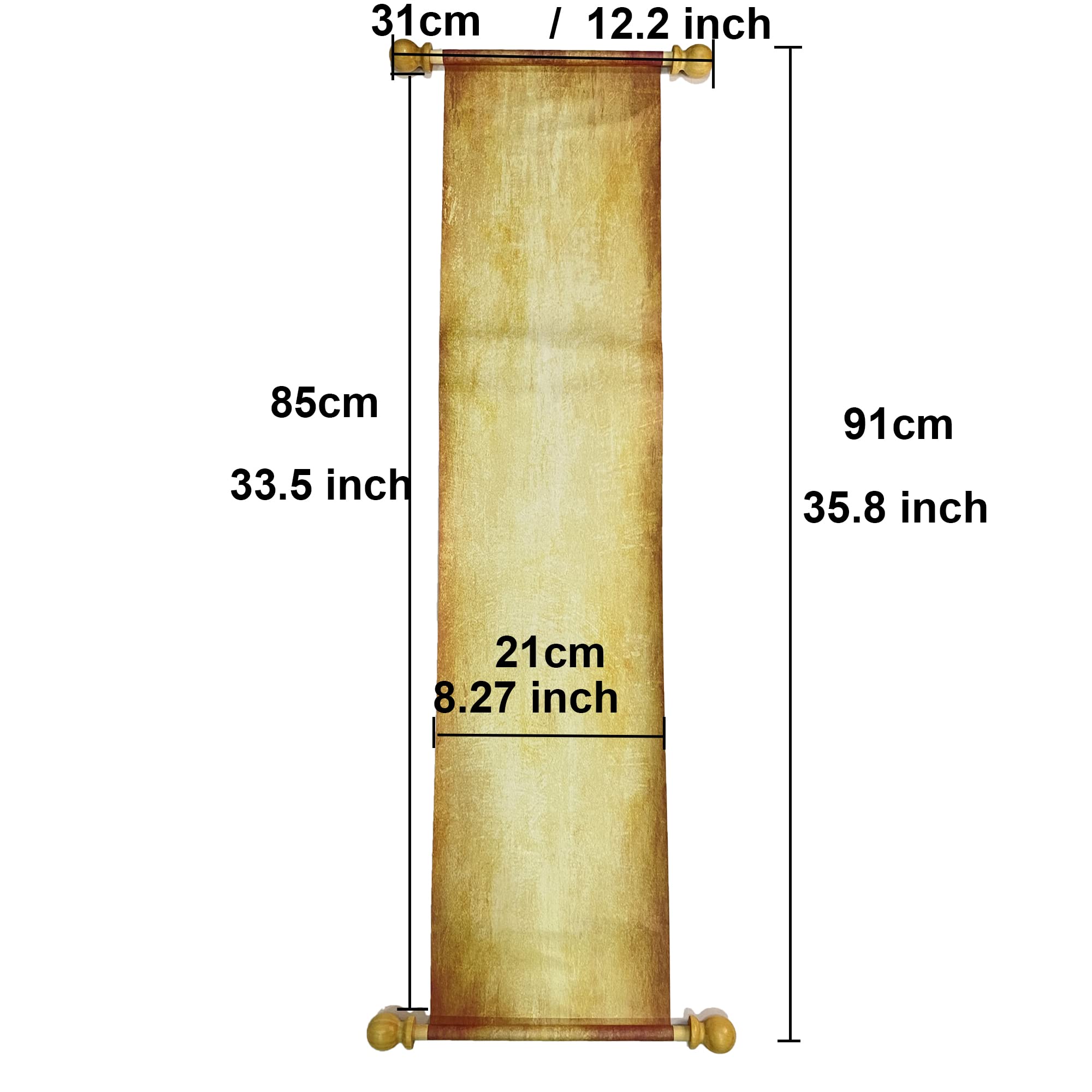 MiraShine Blank Scroll Paper with Wood Rods 8.25 X 36 Inch for Writing, Weding vows, Invitation, Props, Cosplay, Renaissance Festivals, Naughty or Nice List