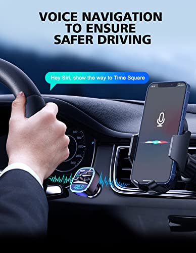 RIWUSI Bluetooth FM Transmitter for Car, [Upgraded Type-C] PD 30W Quick Charging Bluetooth Car Adapter with Hands-Free Calling, Wireless FM Radio Receiver Music Player/Car Kit Support SD Card & USB
