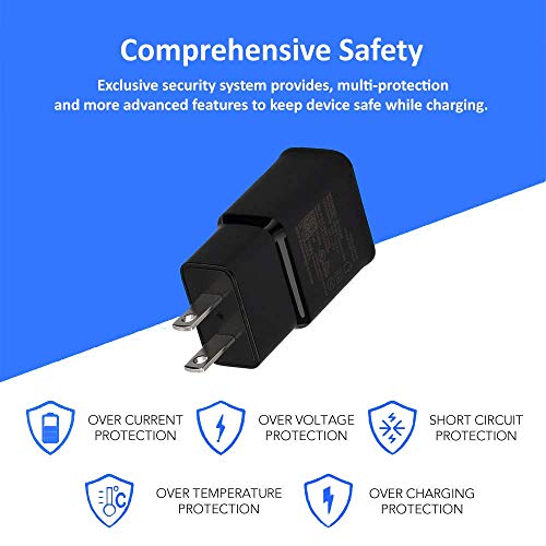 Adaptive Fast Charging Wall Charger and 5-Feet USB Type C Cable Kit Bundle Compatible with Samsung Galaxy S23/S22/S21/S20/S10/S9/S8/Note 20/Note 10/Note 9/Note 8 & Other Smartphones (Black) (1-Pack)