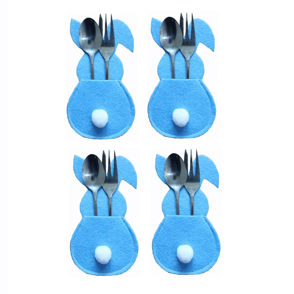 Zhongdawei Easter Cutlery Holder, 16Pcs Easter Bunny Cutlery Bags Rabbit Flatware Holder Tableware Utensil Storage Bags for Home Party Tabletop Wedding Festival