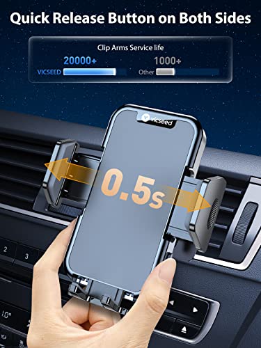 VICSEED Phone Mount for Car [𝗦𝘁𝗿𝗼𝗻𝗴 𝗦𝘂𝗰𝘁𝗶𝗼𝗻][𝗟𝗼𝗻𝗴 𝗔𝗿𝗺] Super Stable Car Phone Holder Mount for All Phones with Thick Cases 3 in 1 Universal Cell Phone Holder Mount