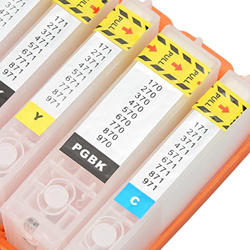 5PCS Ink Cartridge, Reusable Printing Ink Cartridge PGBK BK C M Y 5 Color for Printing (470-471)