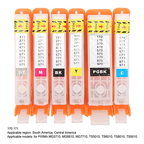 5PCS Ink Cartridge, Reusable Printing Ink Cartridge PGBK BK C M Y 5 Color for Printing (470-471)
