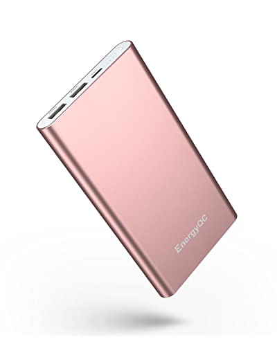 EnergyQC Pilot 4GS Portable Charger, Fast Charging 12000mAh Power Bank Dual 3A High Speed Output External Battery Pack Compatible with iPhone 13/12/11/X Samsung S10 and More - Rose Gold