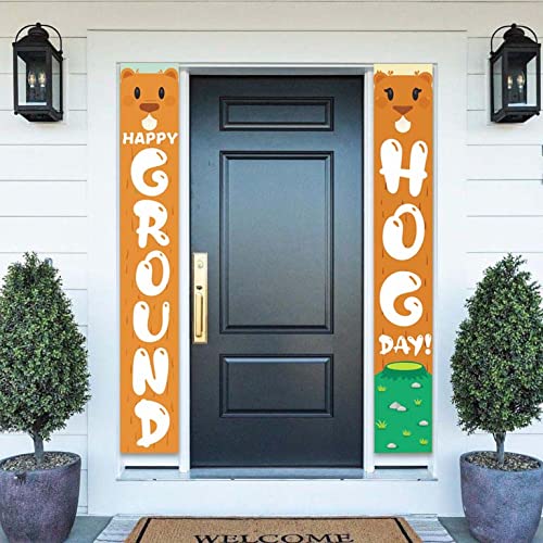 Happy Groundhog Day Banner Background Cartoon Animals Theme Decor for Door Porch Indoor Outdoor Groundhog Day Spring February 2nd Holidays Festival 1st Birthday Party Favors Supplies Decorations