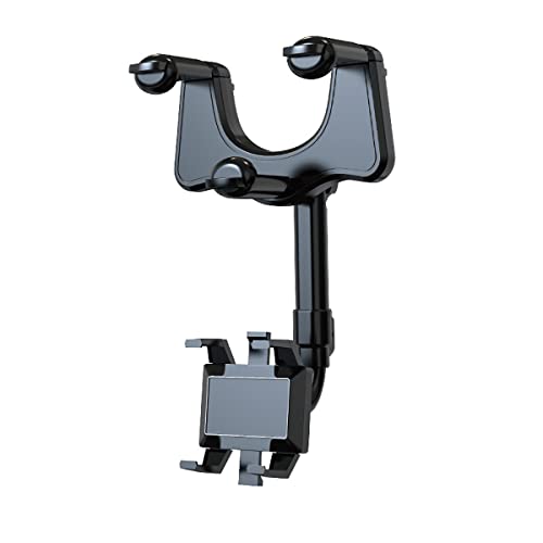 SNKINE 2022 New 360° Rotatable and Retractable Car Phone Holder, Multifunctional Universal Car Rearview Mirror Phone Holder GPS Navigation Mount for All Mobile Phones (Black)