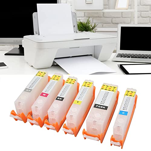 5PCS Ink Cartridge, Reusable Printing Ink Cartridge PGBK BK C M Y 5 Color for Printing (470-471)