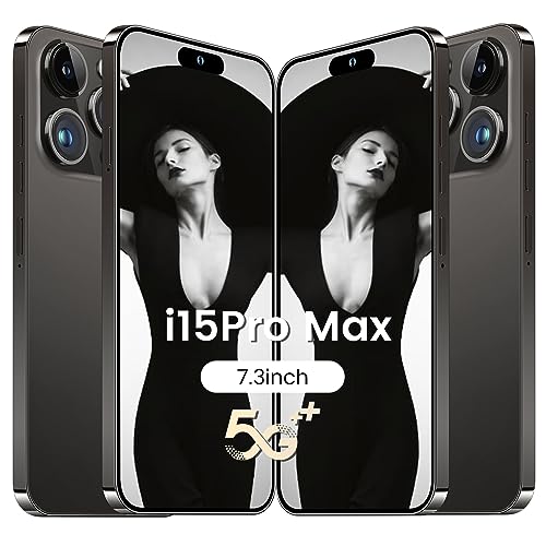 Original Unlocked Mobile Phones for i15 Pro Max, 16GB RAM 1TB ROM Global Version Smartphone, 7.3INCH HD Full Screen, Triple Camera Android Cellphones,Black-1TB