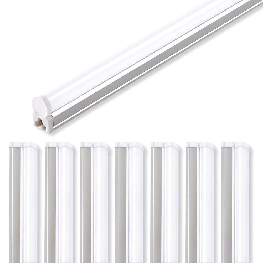 (Pack of 8) Barrina LED T5 Integrated Single Fixture, 4FT, 2200lm, 6500K (Super Bright White), 20W, Utility Shop Light, Ceiling and Under Cabinet Light, ETL Listed, Corded Electric with ON/Off Switchs