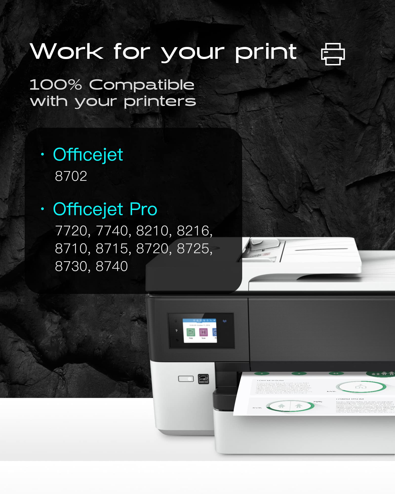 【Larger Capacity】 952XL High-Yield Ink Cartridges, Replacement for HP 952 952 XL Ink Cartridges Combo Pack (1BK/1C/1M/1Y), for OfficeJet Pro 8710 8720 7720 7740 8210 8702 8715 8725 Printers