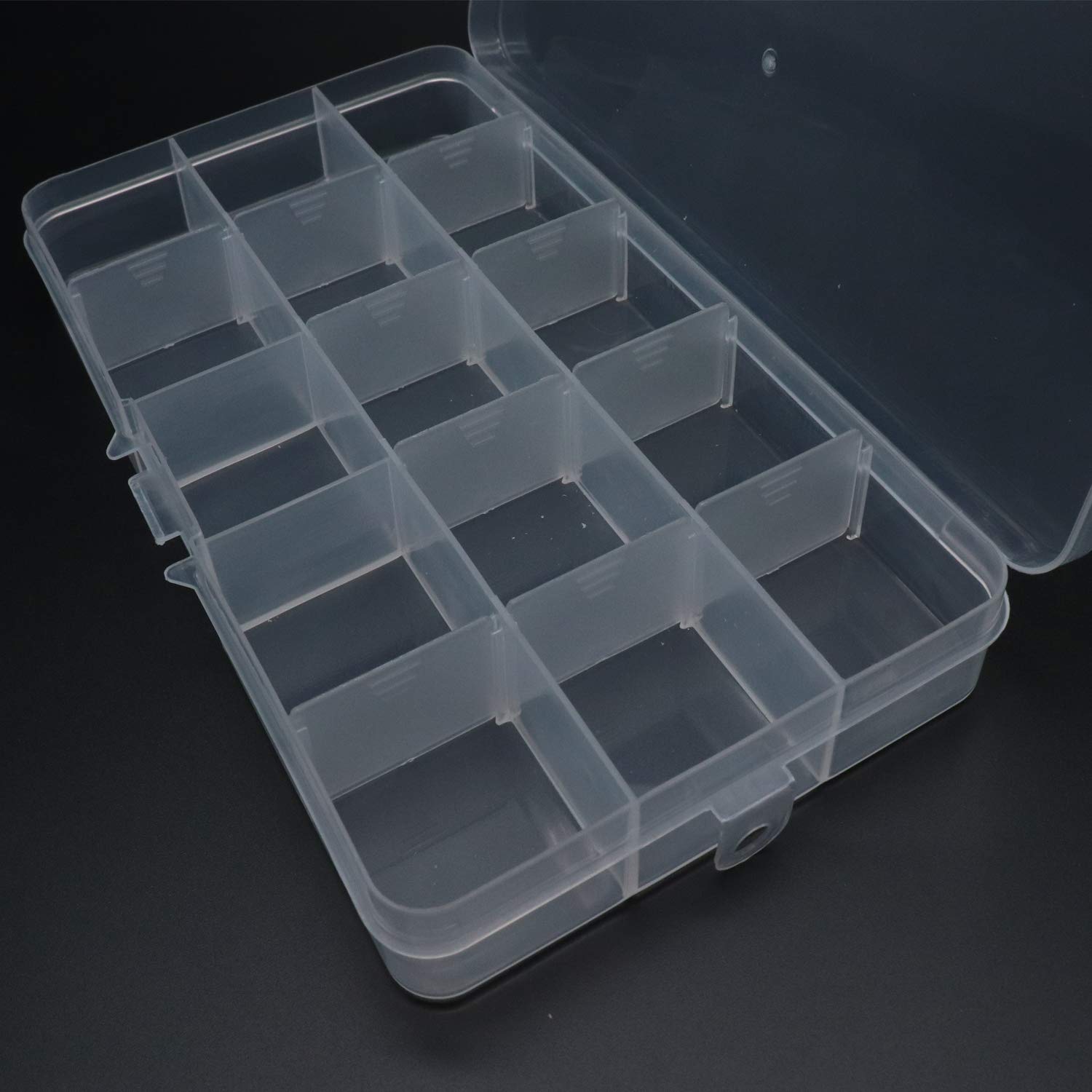 Xiaoyztan 15-Grid Plastic Component Case Organizer for Small Parts Hardwares or Crafts, Pack of 2