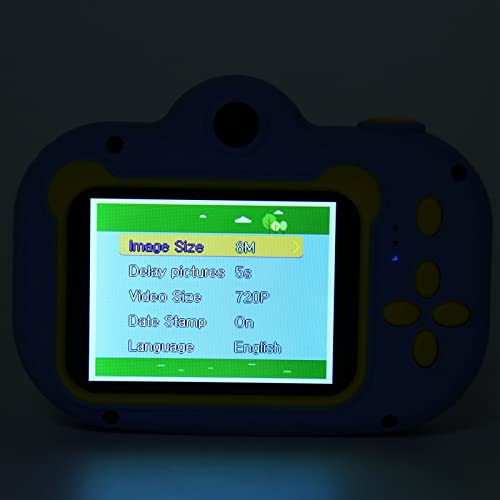 Kids Digital Camera, 30fps Full Color IPS Screen Kids Camera 1080P Cute Cartoon Design Lightweight for Holiday Travel (Blue)