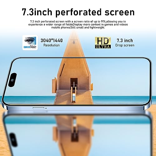 Original Unlocked Mobile Phones for i15 Pro Max, 16GB RAM 1TB ROM Global Version Smartphone, 7.3INCH HD Full Screen, Triple Camera Android Cellphones,Black-1TB
