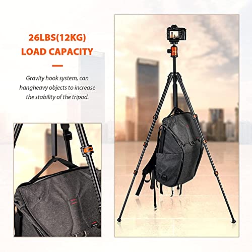 GEEKOTO Camera Tripod for DSLR, Compact Aluminum Tripod with 360 Degree Ball Head and 8kgs Load for Travel and Work