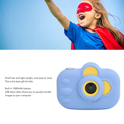 Kids Digital Camera, 30fps Full Color IPS Screen Kids Camera 1080P Cute Cartoon Design Lightweight for Holiday Travel (Blue)