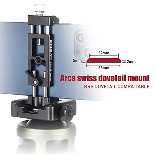 Cell Phone Tripod Mount Adpater,1/4" Socket Mount, ARCA or RRS Quick Release Phone Holder from Tripod Ballhead Clamp,Compatiable iPhone13,12,11,X,8,7,6,Plus,Mini,Se