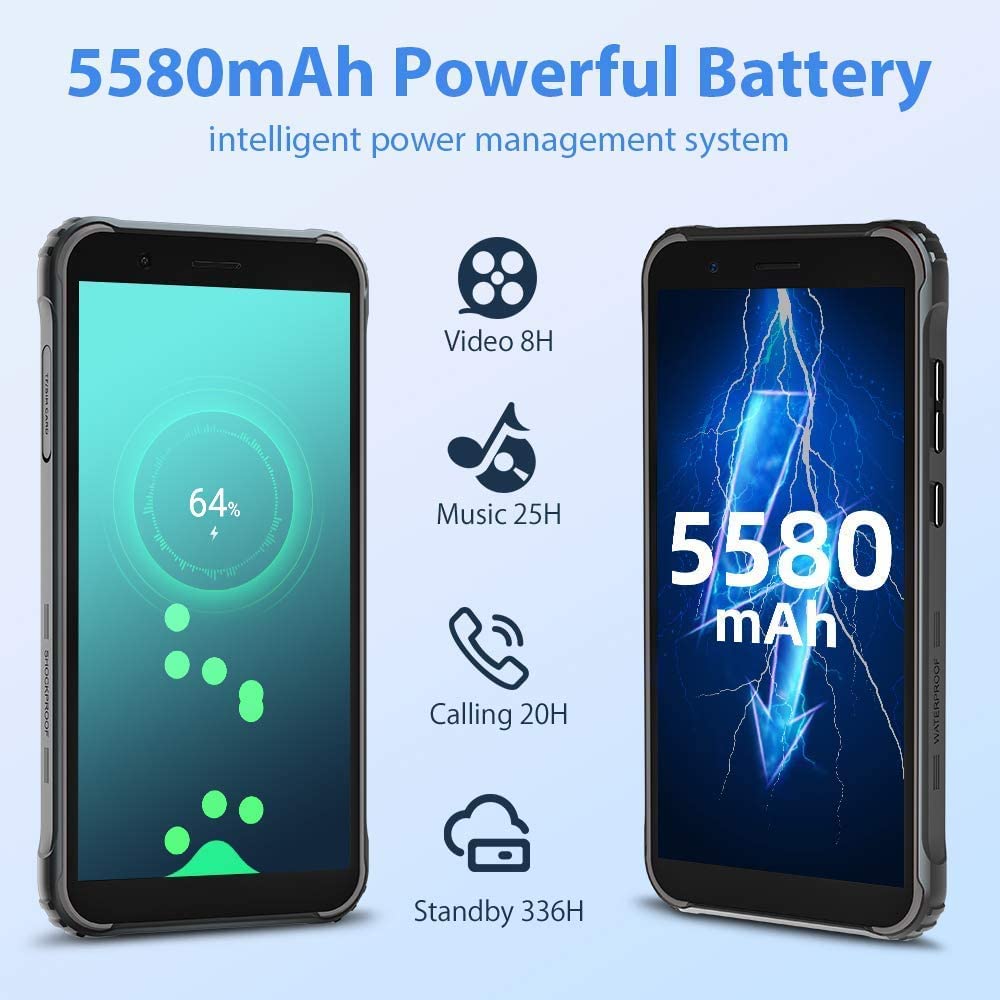 Unlocked Phones Rugged, Blackview BV4900 Smartphone, Android Cell Phone, 5580mAh 4G GSM Cell Phone, 5.7" HD+ Cellphones, 3GB+32GB/SD 128GB Waterproof Unlocked Smartphone, NFC Rugged tmobile Phone