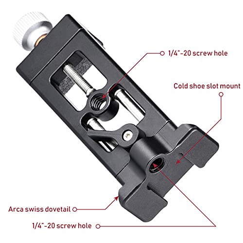 Cell Phone Tripod Mount Adpater,1/4" Socket Mount, ARCA or RRS Quick Release Phone Holder from Tripod Ballhead Clamp,Compatiable iPhone13,12,11,X,8,7,6,Plus,Mini,Se