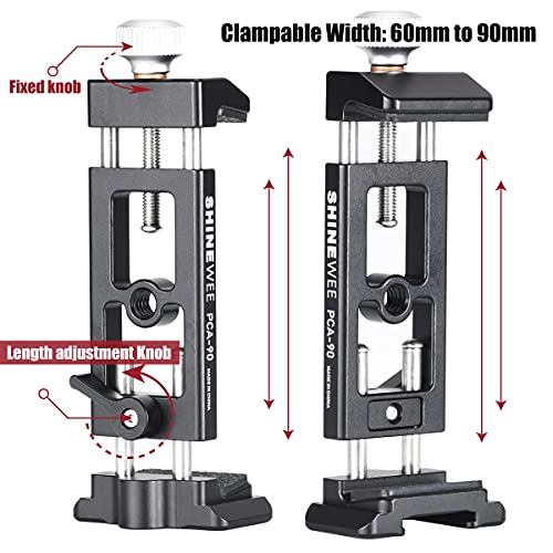 Cell Phone Tripod Mount Adpater,1/4" Socket Mount, ARCA or RRS Quick Release Phone Holder from Tripod Ballhead Clamp,Compatiable iPhone13,12,11,X,8,7,6,Plus,Mini,Se