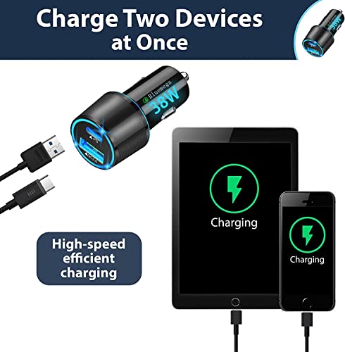 Fast Car Charger, USB C Car Charger 38W Car Charger Adapter PD3.0&QC3.0 with 2Pack Lightning Cable Quick Car Charging Compatible with iPhone 14 Pro Max/14 Plus/13 Pro Max/12