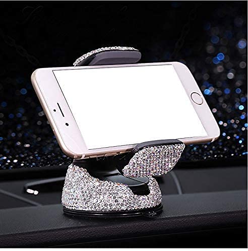 Ergonflow Luxury Rhinestone Bling Universal Car Stand Phone Holder Air Vent Car Mount Stand Holder Compatible with iPhone X 8 Plus 7 Plus SE 6s 6 Plus 6 5s 5 4s 4 (Silver)