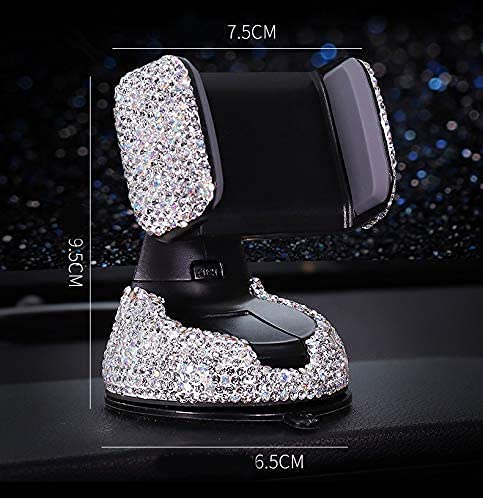 Ergonflow Luxury Rhinestone Bling Universal Car Stand Phone Holder Air Vent Car Mount Stand Holder Compatible with iPhone X 8 Plus 7 Plus SE 6s 6 Plus 6 5s 5 4s 4 (Silver)