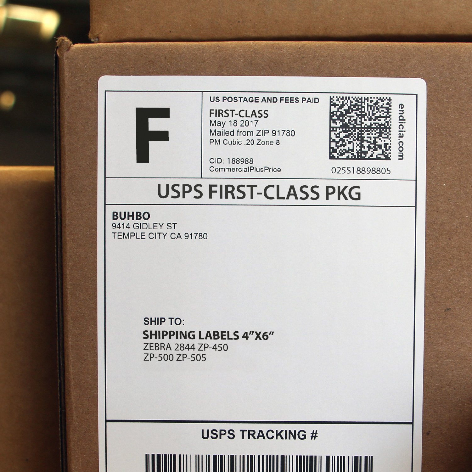 Buhbo 4"x 6" Direct Thermal Shipping Labels for Zebra 2844 ZP-450 ZP-500 ZP-505 (250 Labels Per Roll)
