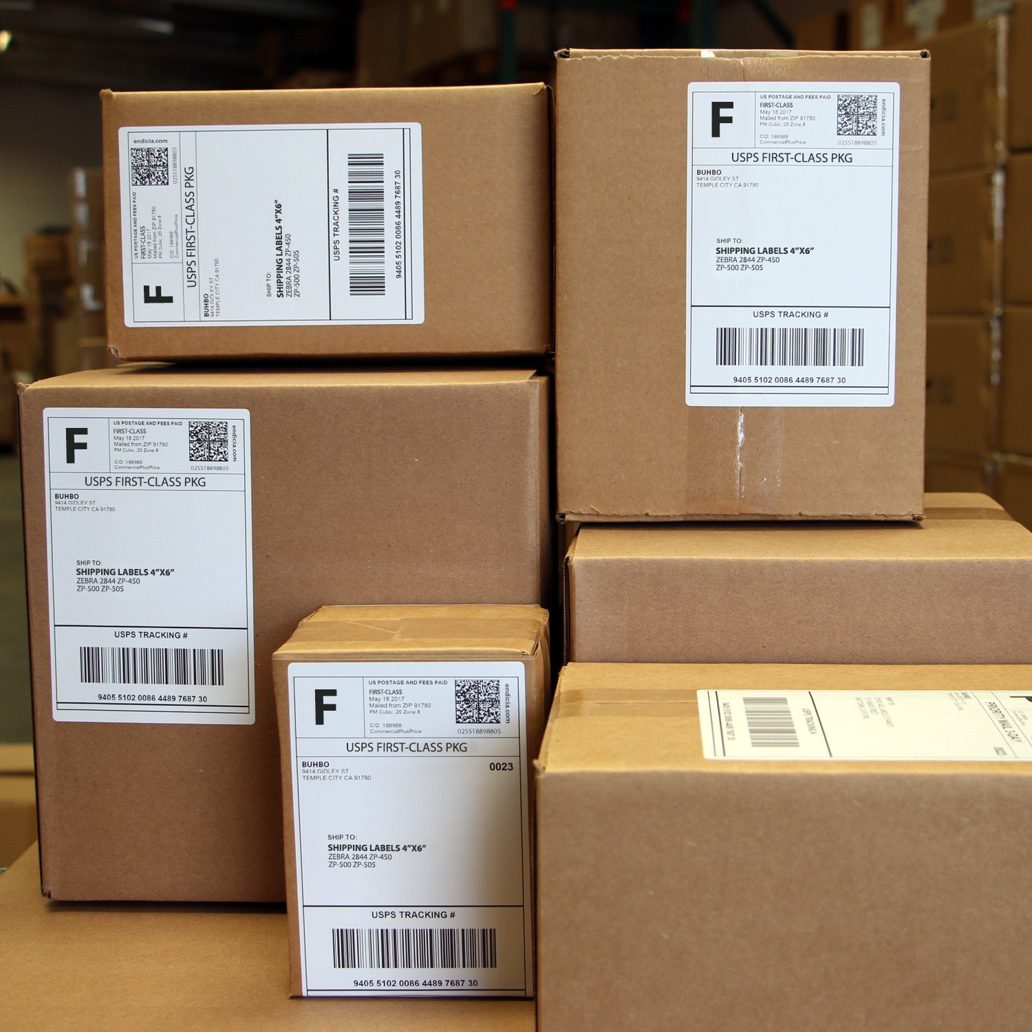 Buhbo 4"x 6" Direct Thermal Shipping Labels for Zebra 2844 ZP-450 ZP-500 ZP-505 (250 Labels Per Roll)