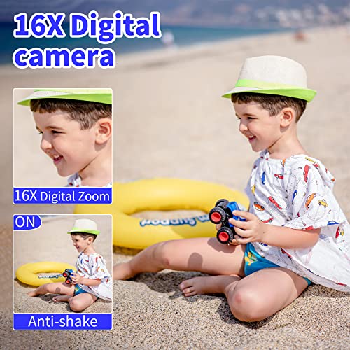 Kids Camera for Teens Boys and Girls,Digital Camera 1080P Vlogging Camera HD 24MP 16X Digital Zoom Camera with 32G Memory Card 2 Batteries & Charger YouTube Portable