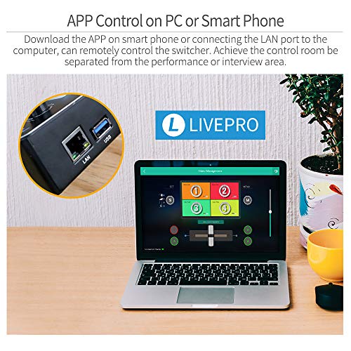 FEELWORLD LIVEPRO L1 4 x HDMI Inputs Multi Format Video Mixer Switcher USB 3.0 Output Real Time Live Streaming Multi Camera Production