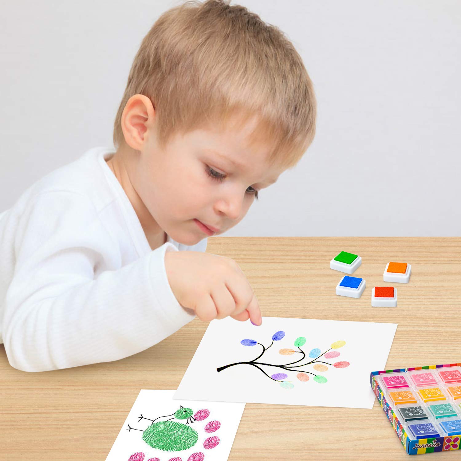 Ink Pad, 24 Colors Finger Washable Craft Ink Pad for Kids Stamp, 1.18X1.18''
