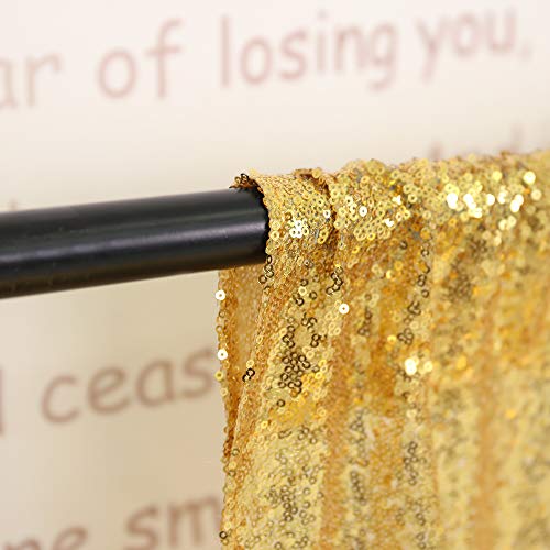TRLYC Photography Backdrop Sequin Curtain for Wedding 2 Pieces 2 by 8 FT-Gold