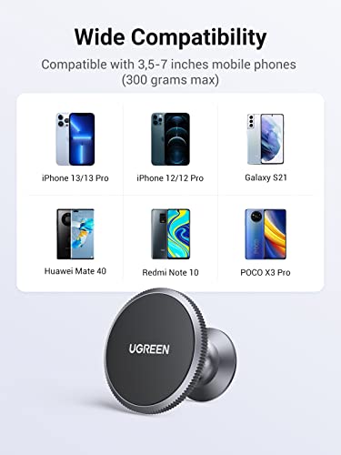 UGREEN Magnetic Car Phone Holder for Dashboard Cell Phone Mount Magnet Holder Adjustable Compatible with iPhone 14 13 Pro Max, iPhone 12 11 Plus SE XS XR 8 7, Samsung Galaxy S22, Google Pixel