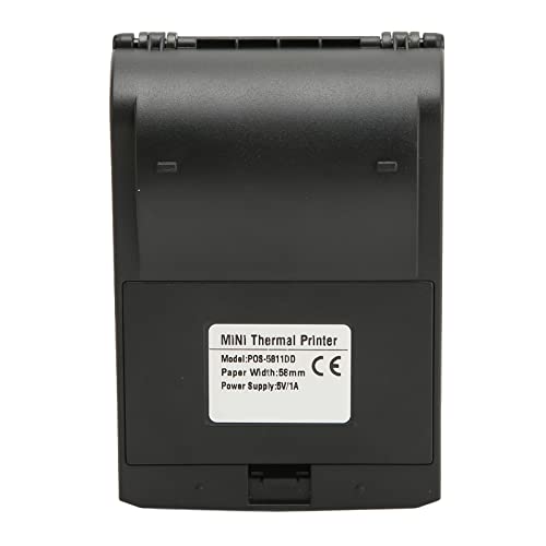 Qinlorgo Thermal Printer, Fast Thermal Receipt Printer 90mms 2000mAh Rechargeable 100240V Small Handy Paper Width 58mm for Restaurant (US Plug)