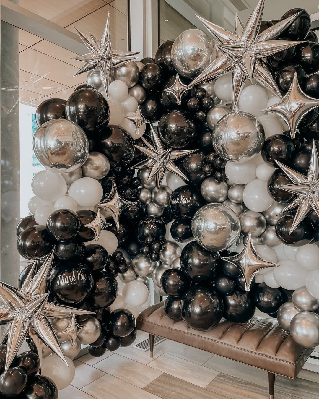 CYMYLAR 3pcs 26inch 3D Explosion Star foil balloon, Silver Foil Cone Starburst Balloons for Birthday Wedding New Year Party Event
