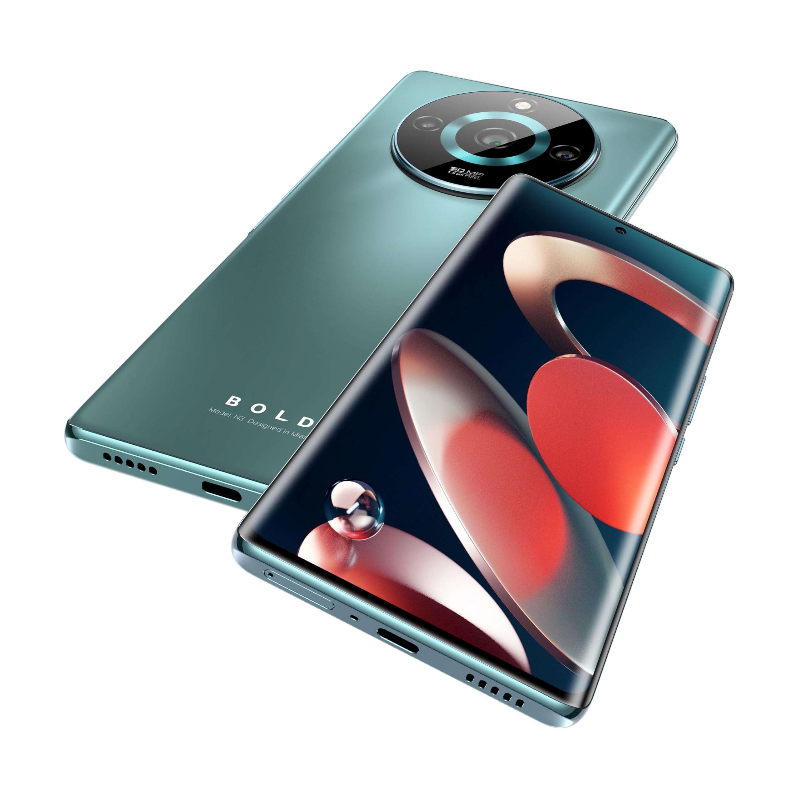 BLU Bold N3 | 2023 | 5G | 3-Day Battery | Unlocked | 6.78” FHD+3D AMOLED Display | 256/8GB | Triple AI 50MP | NFC Capable | US Version | US Warranty | Sage Green