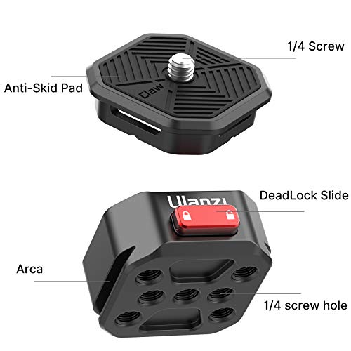 Upgrade Claw Quick Release Plate Camera Mount w Arca Swiss Slot, DSLR Stabilizer Adapter Compatible with Sony/Nikon/Canon Cameras Zhiyun/DJI/Moza Gimbal/Slider/Tripod Plate 1/4" Screw Video Shooting