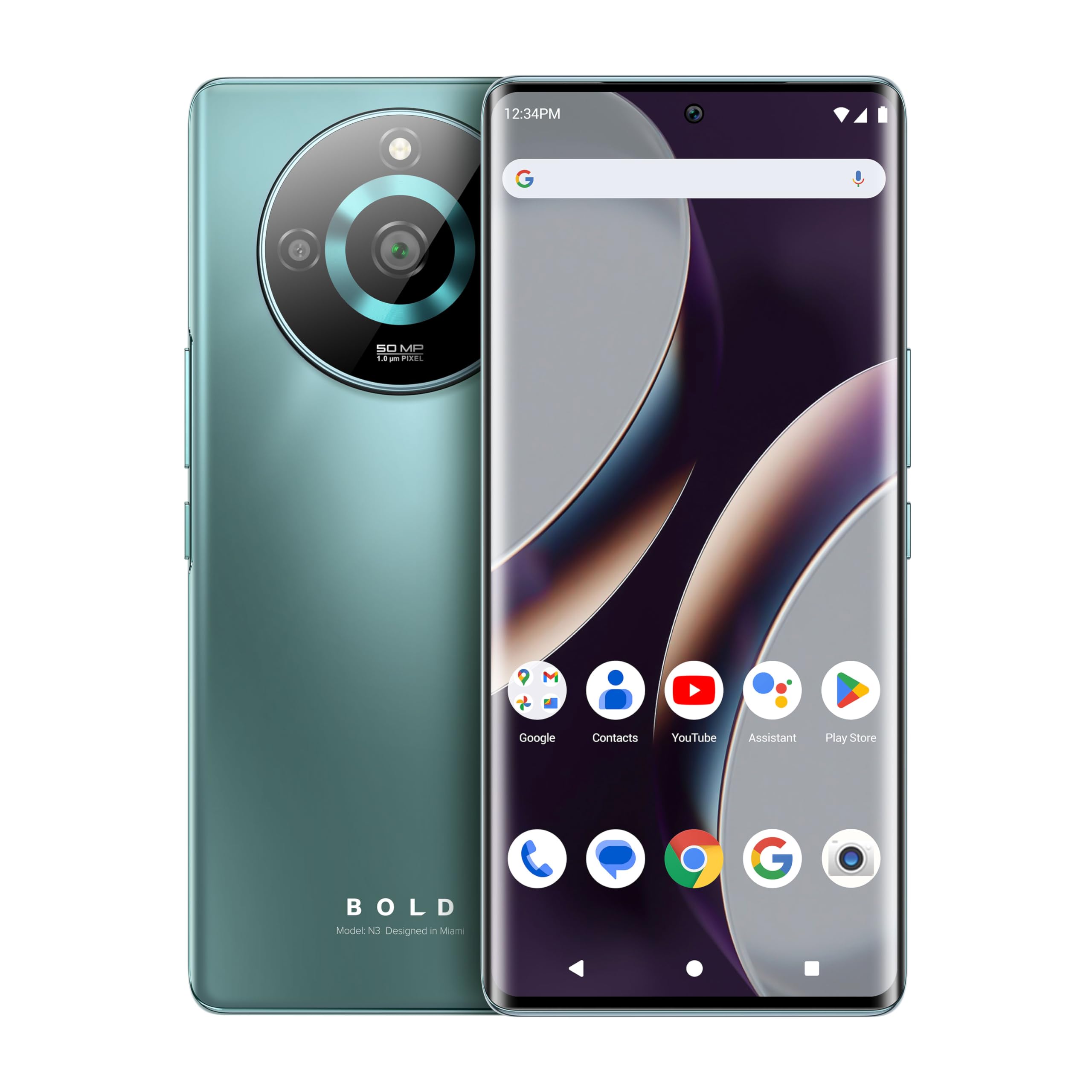 BLU Bold N3 | 2023 | 5G | 3-Day Battery | Unlocked | 6.78ā FHD+3D AMOLED Display | 256/8GB | Triple AI 50MP | NFC Capable | US Version | US Warranty | Sage Green