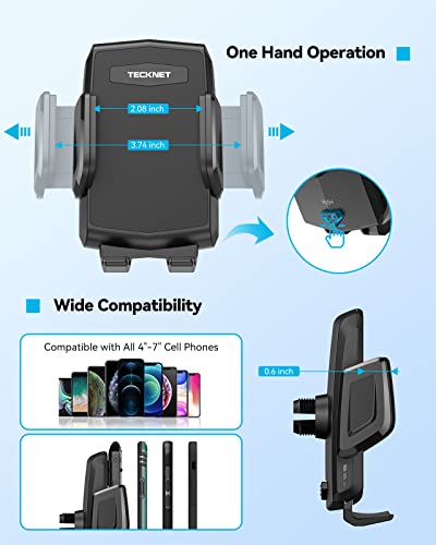 TECKNET Cup Holder Phone Mount for Car - Vent Clip with Cars, Trucks - Adjustable Gooseneck Cradles - Compatible with iPhone, Samsung, Google and Other 4''-7'' Cell Phones