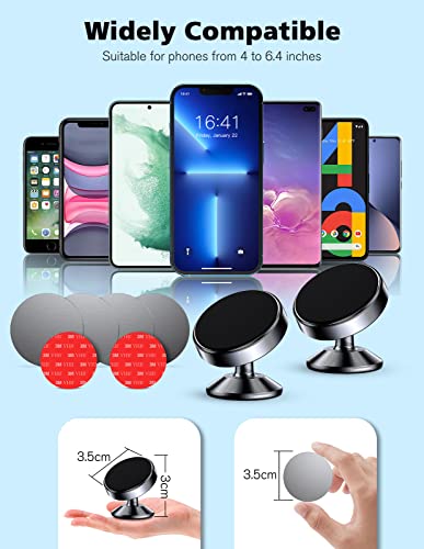 NIYEVN [2 Pack] Magnetic Phone Mount,[Upgrade Magnet] Magnetic Phone Holder for Car, Dashboard Phone Holder Mount 360 Adjustable,Car Mount for iPhone Samsung etc All Smartphones (Black)