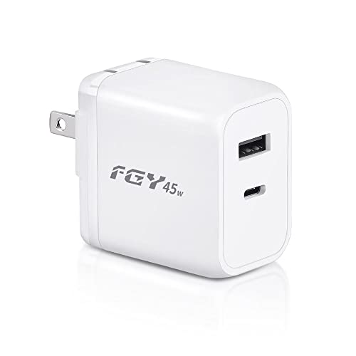 FGY USB C Wall Charger, 45W GaN II Fast Charger Dual Port Charging Block, Fast Charging for iPhone14/13/12/11/Pro Max/Pro, MacBook Pro/MacBook Air, iPad Pro/Air/Mini, Samsung Galaxy S22/S21 Series