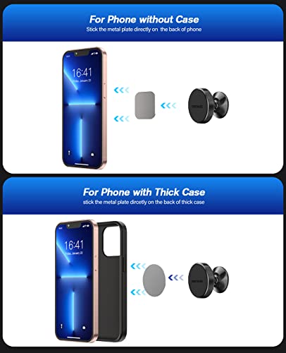NIYEVN [2 Pack] Magnetic Phone Mount,[Upgrade Magnet] Magnetic Phone Holder for Car, Dashboard Phone Holder Mount 360 Adjustable,Car Mount for iPhone Samsung etc All Smartphones (Black)
