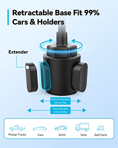 TECKNET Cup Holder Phone Mount for Car - Vent Clip with Cars, Trucks - Adjustable Gooseneck Cradles - Compatible with iPhone, Samsung, Google and Other 4''-7'' Cell Phones